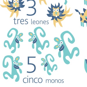 SPANISH Numbers Poster With Animals From 1 to 10 - BIG POSTER 13x19 ...