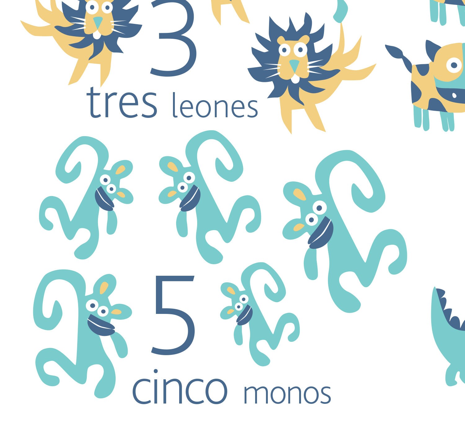 SPANISH Numbers Poster with animals from 1 to 10 BIG POSTER | Etsy