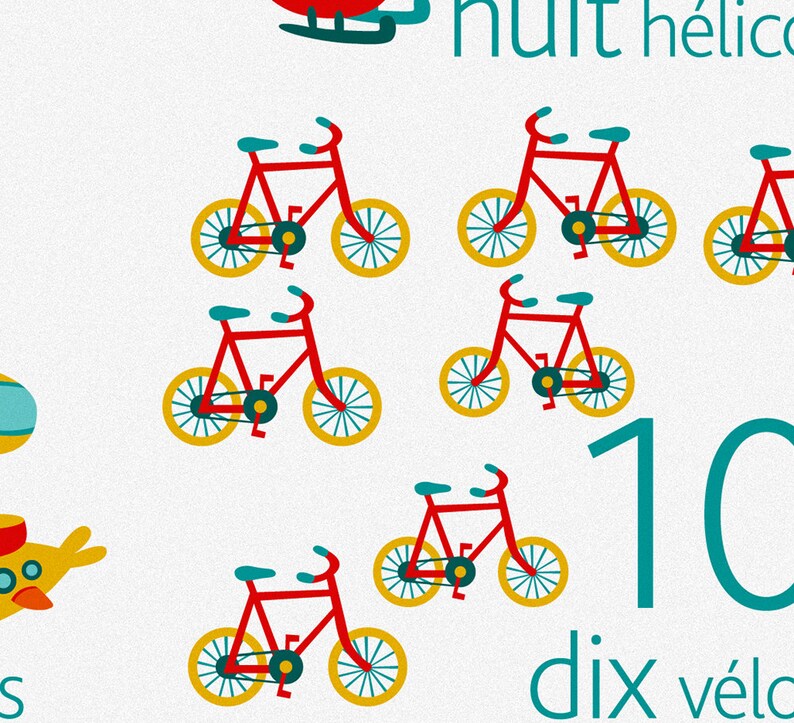 FRENCH Transports Numbers Poster From 1 to 10 BIG POSTER | Etsy