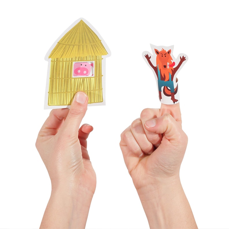 Three Little Pigs Paper Finger Puppets DIY Craft Kit Paper | Etsy