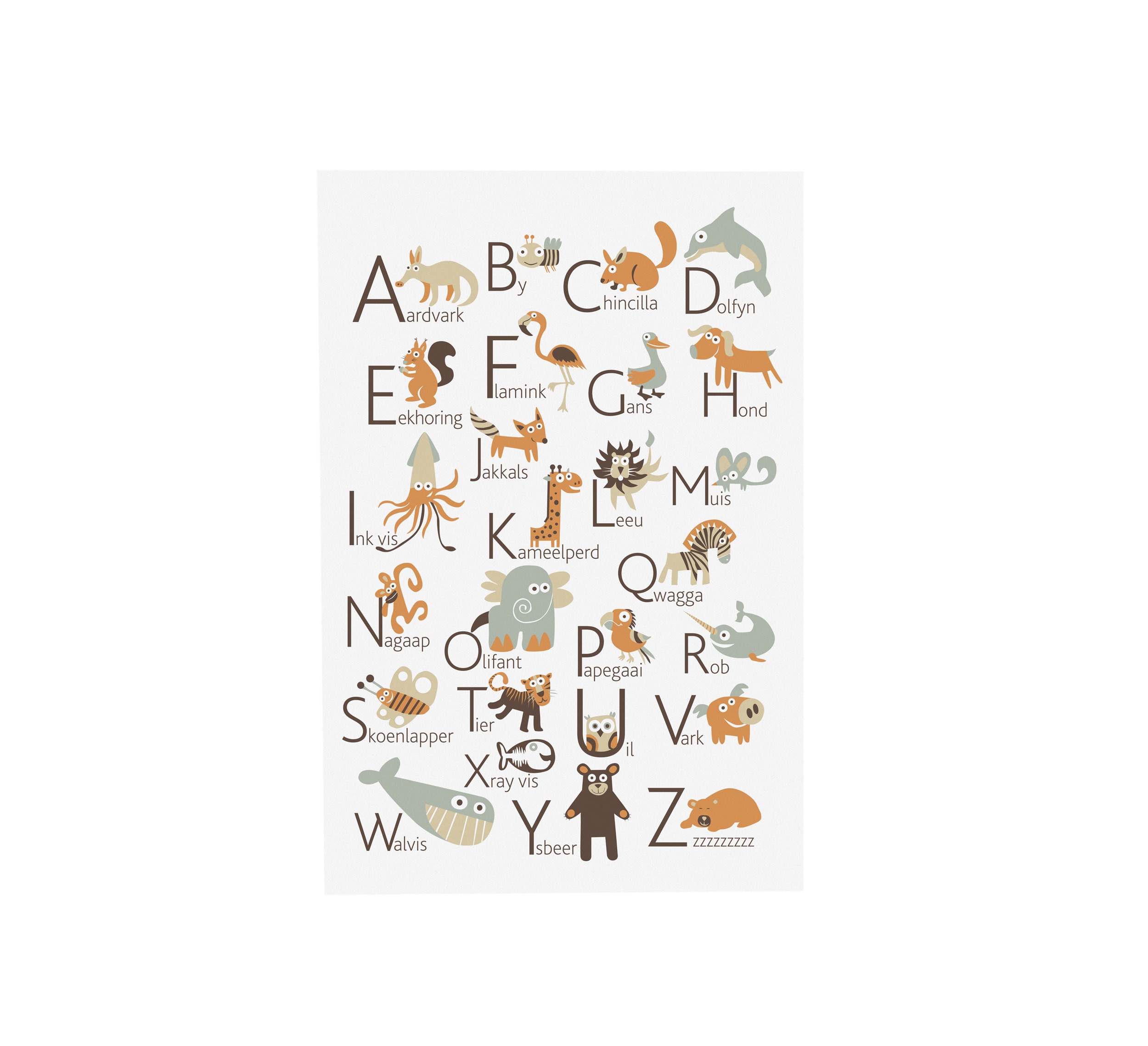 AFRIKAANS Alphabet Poster With Animals From A to Z, BIG POSTER 13x19 ...