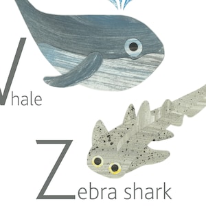 MARINE ANIMALS English Alphabet Poster With Animals From A to Z, BIG ...
