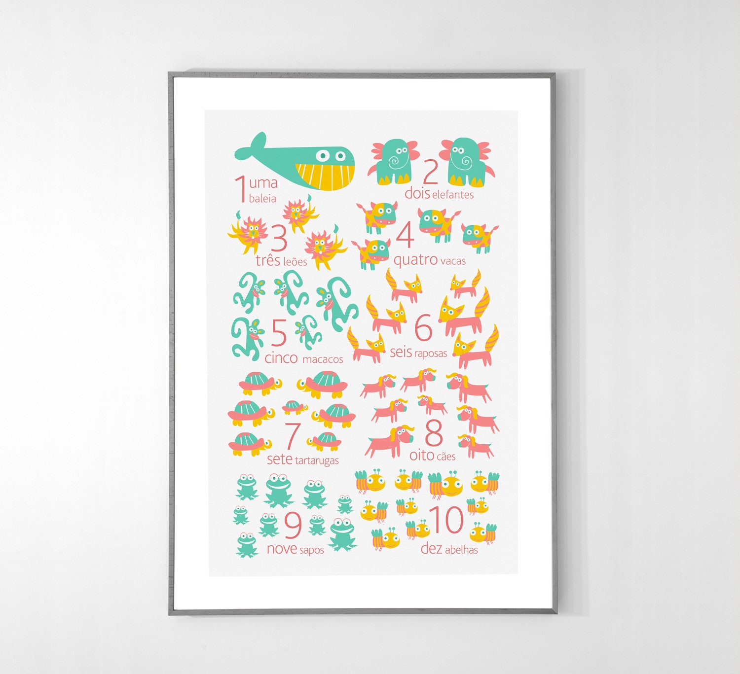 PORTUGUESE Numbers Poster With Animals From 1 to 10 BIG - Etsy Canada