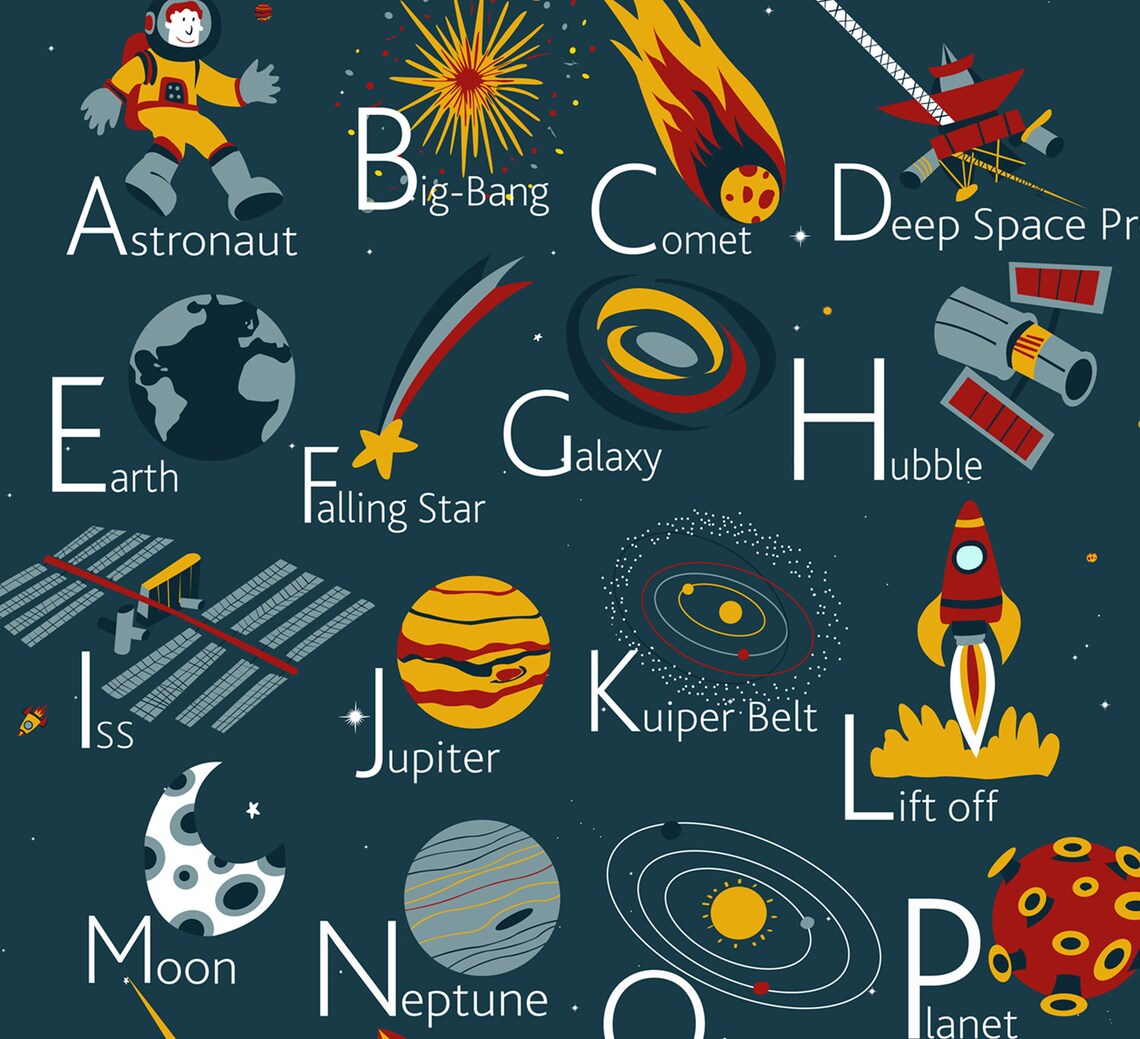 ENGLISH Space Alphabet Poster From A to Z BIG POSTER 13x19 - Etsy