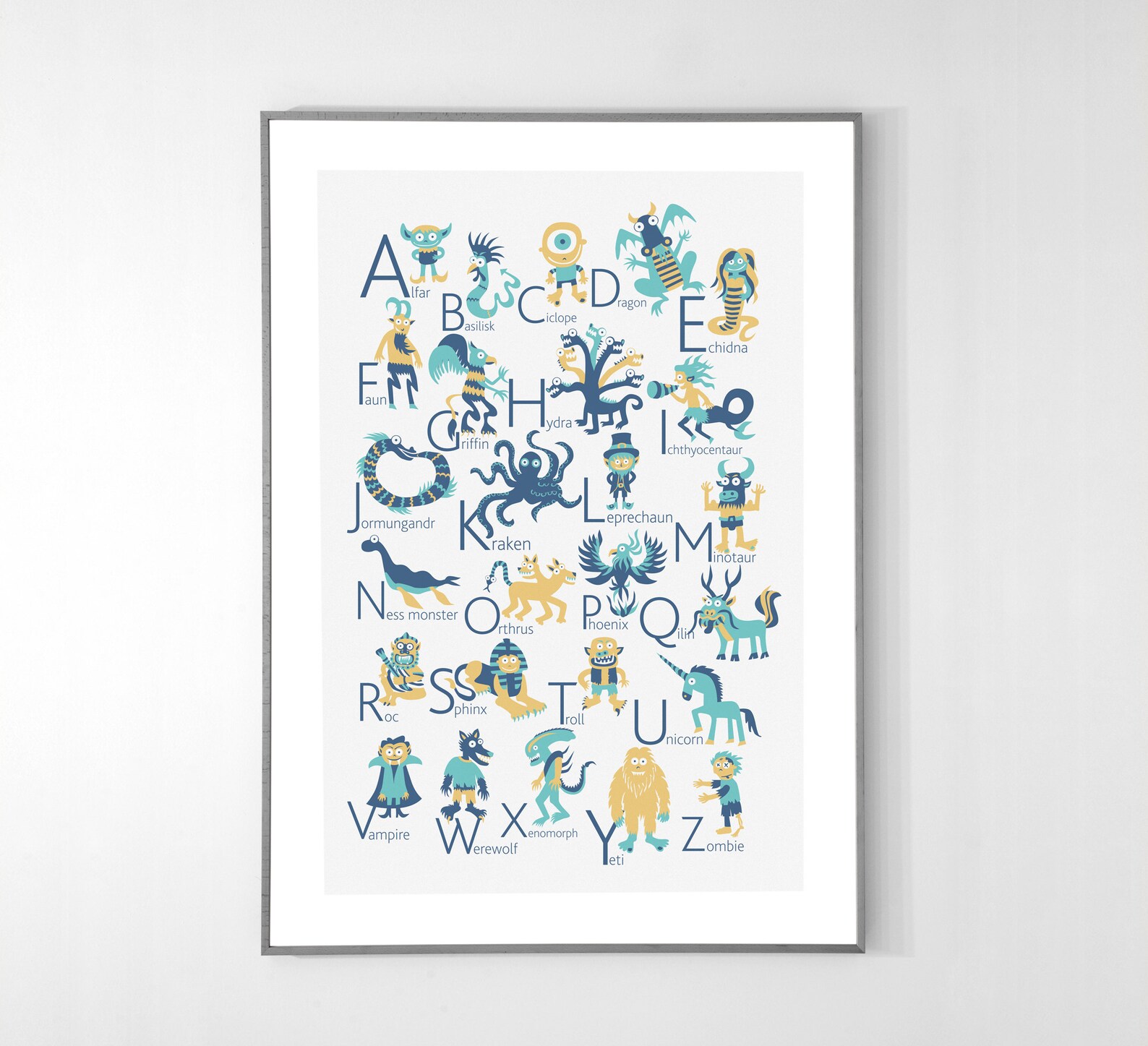 Monsters Alphabet Poster ENGLISH A to Z BIG POSTER 13x19 - Etsy