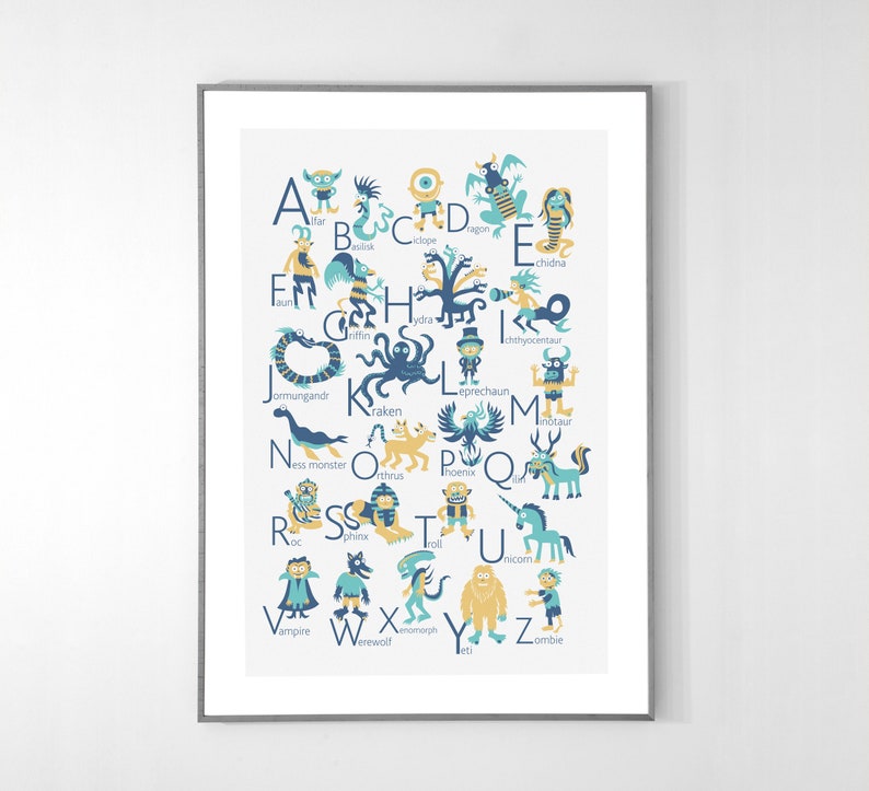 Monsters Alphabet Poster ENGLISH A to Z BIG POSTER 13x19 - Etsy
