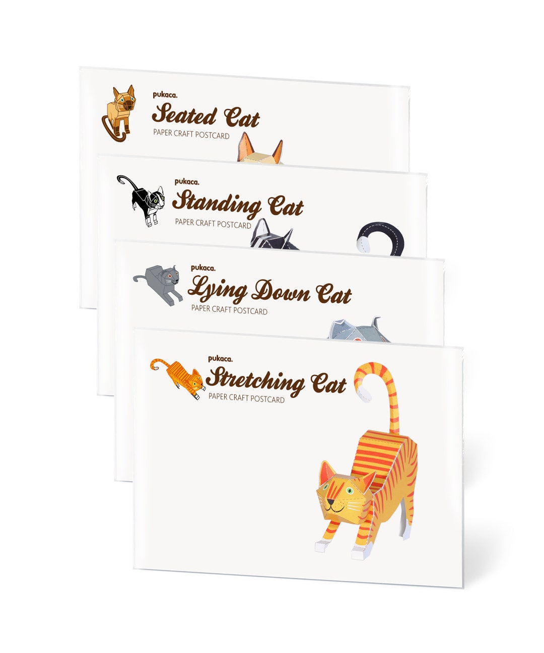 4 CATS Paper Craft Postcards — TO ASSEMBLE - Etsy