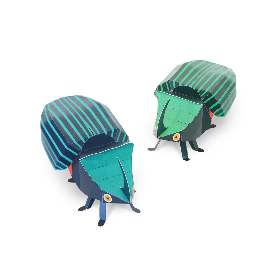 Rhinoceros Beetles Paper Toys - DIY Paper Craft Kit - 3D Paper Animals ...