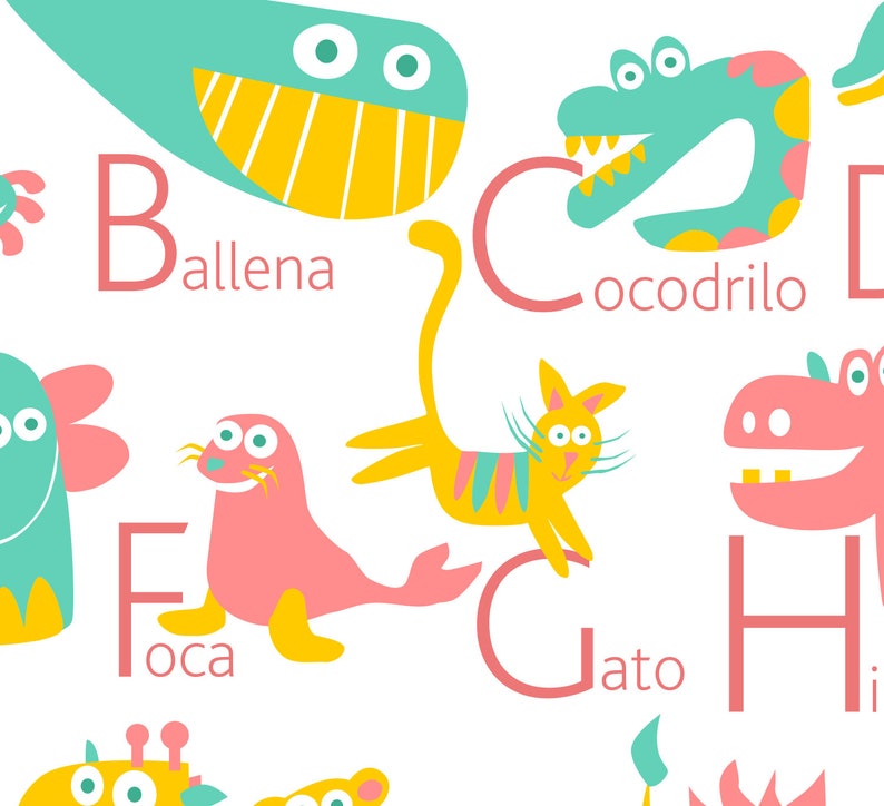 Personalized SPANISH Alphabet Poster With Animals From A to Z - Etsy