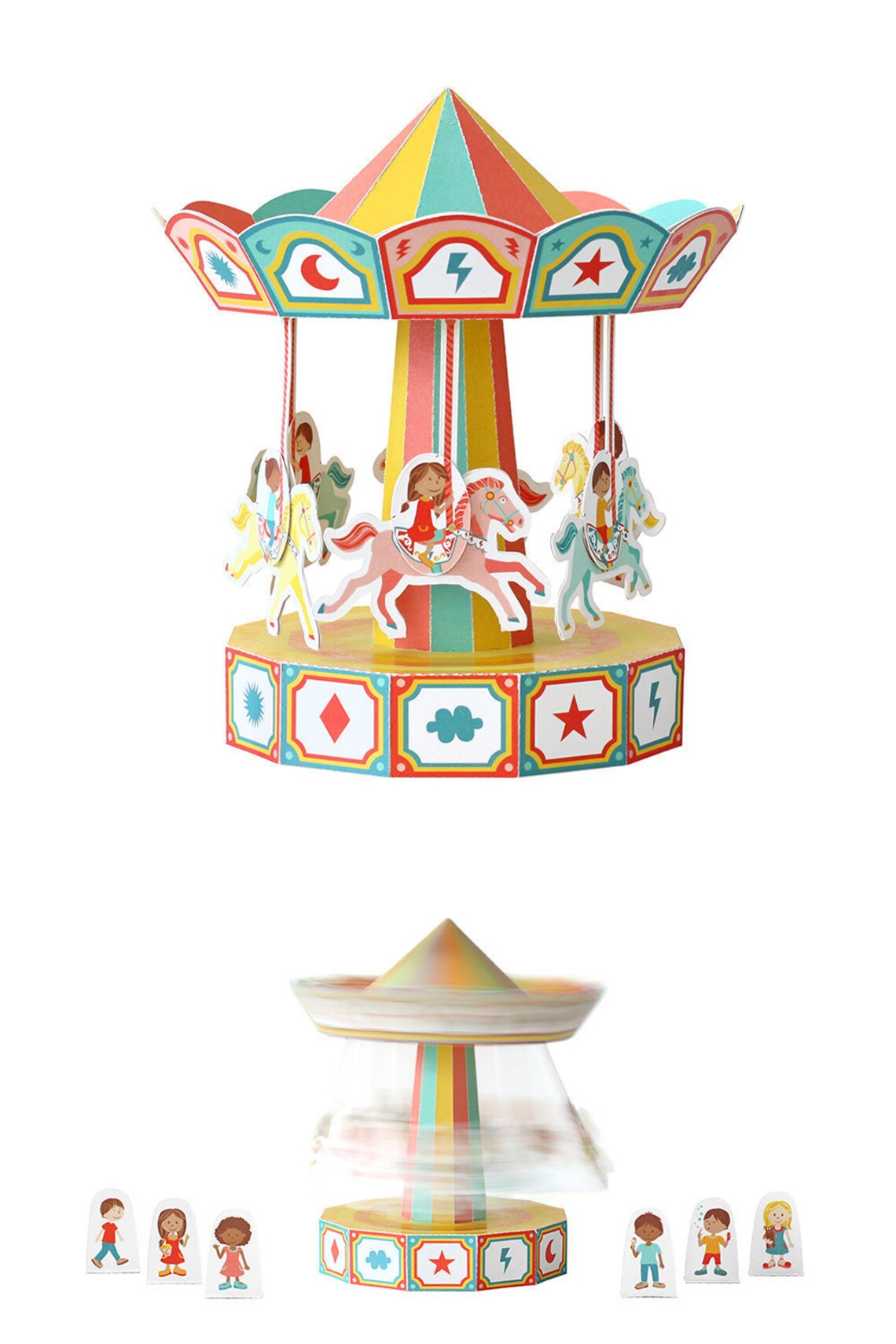 Carousel Paper Toy Movable Paper Toy DIY Paper Craft Kit | Etsy Israel