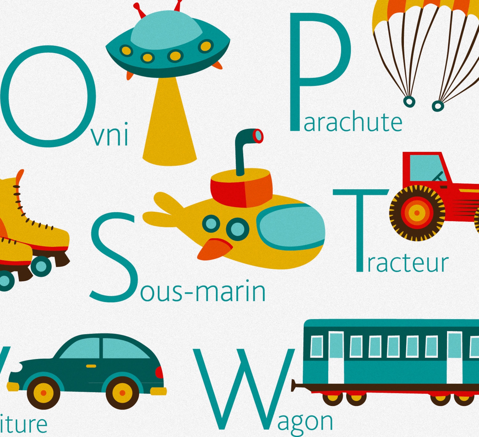 Transports Alphabet Poster From A to Z - FRENCH - BIG POSTER 13x19 ...