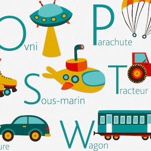 Transports Alphabet Poster From A to Z - FRENCH - BIG POSTER 13x19 ...