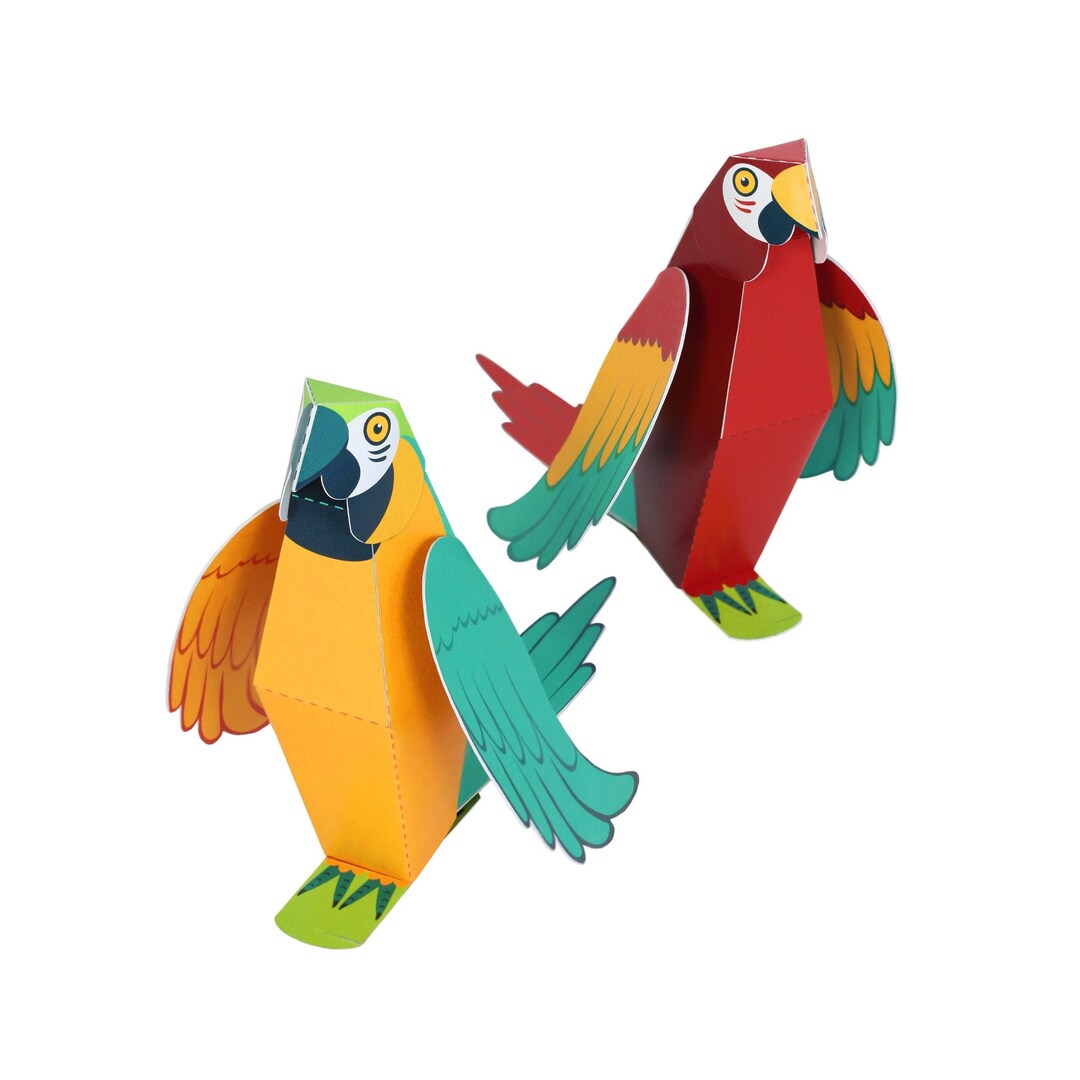 Macaw Paper Toys: DIY Craft Kit, 3D Paper Animals - Etsy