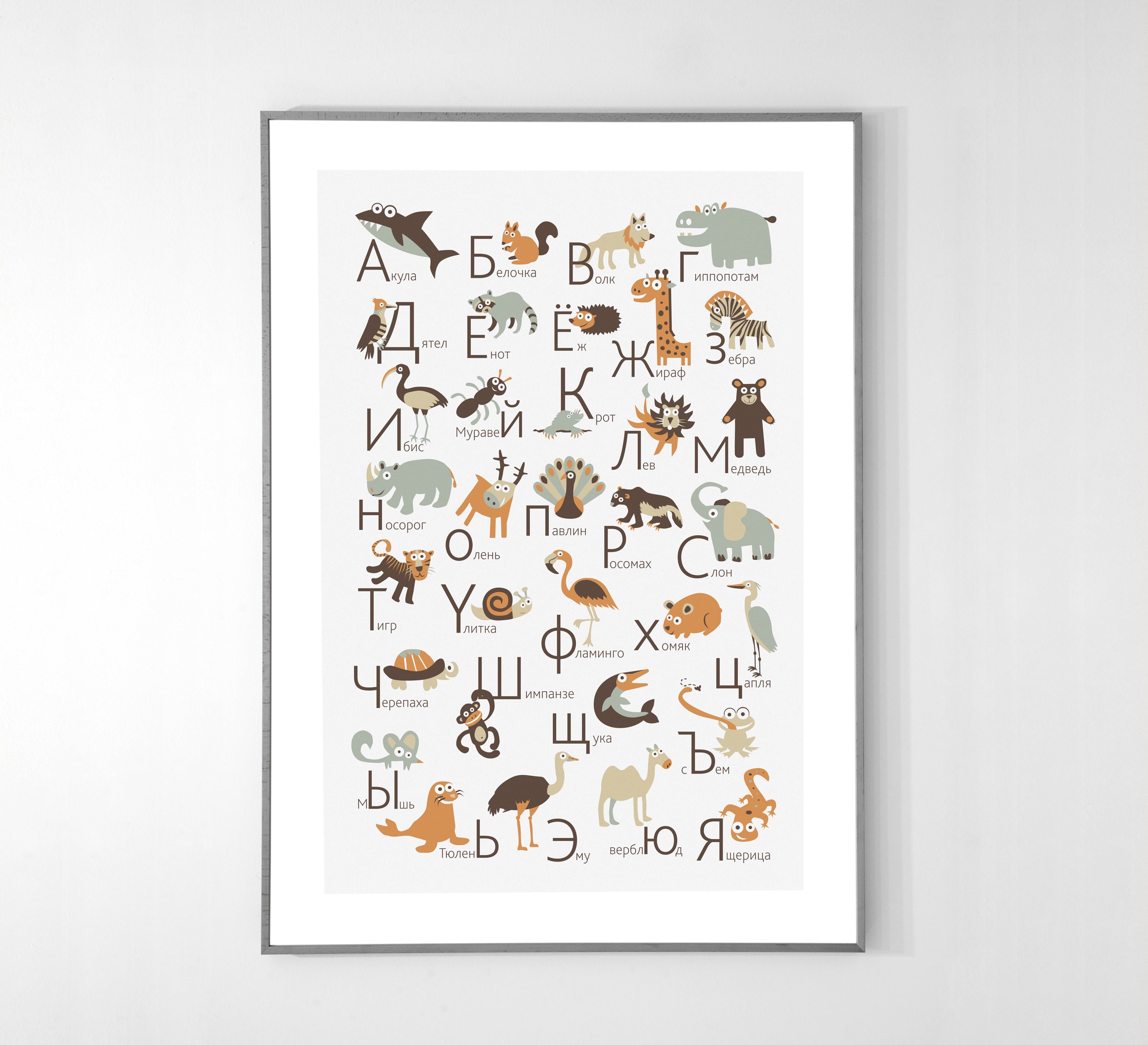 RUSSIAN Alphabet Poster with animals BIG POSTER 13x19 inches | Etsy