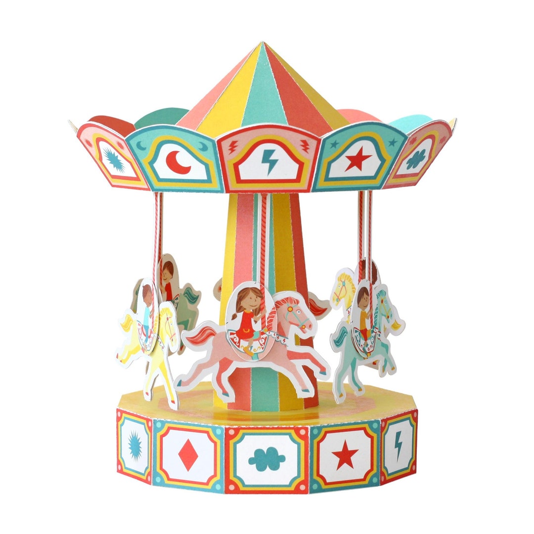 Carousel Paper Toy - Movable Paper Toy - DIY Paper Craft Kit - 3D Model ...