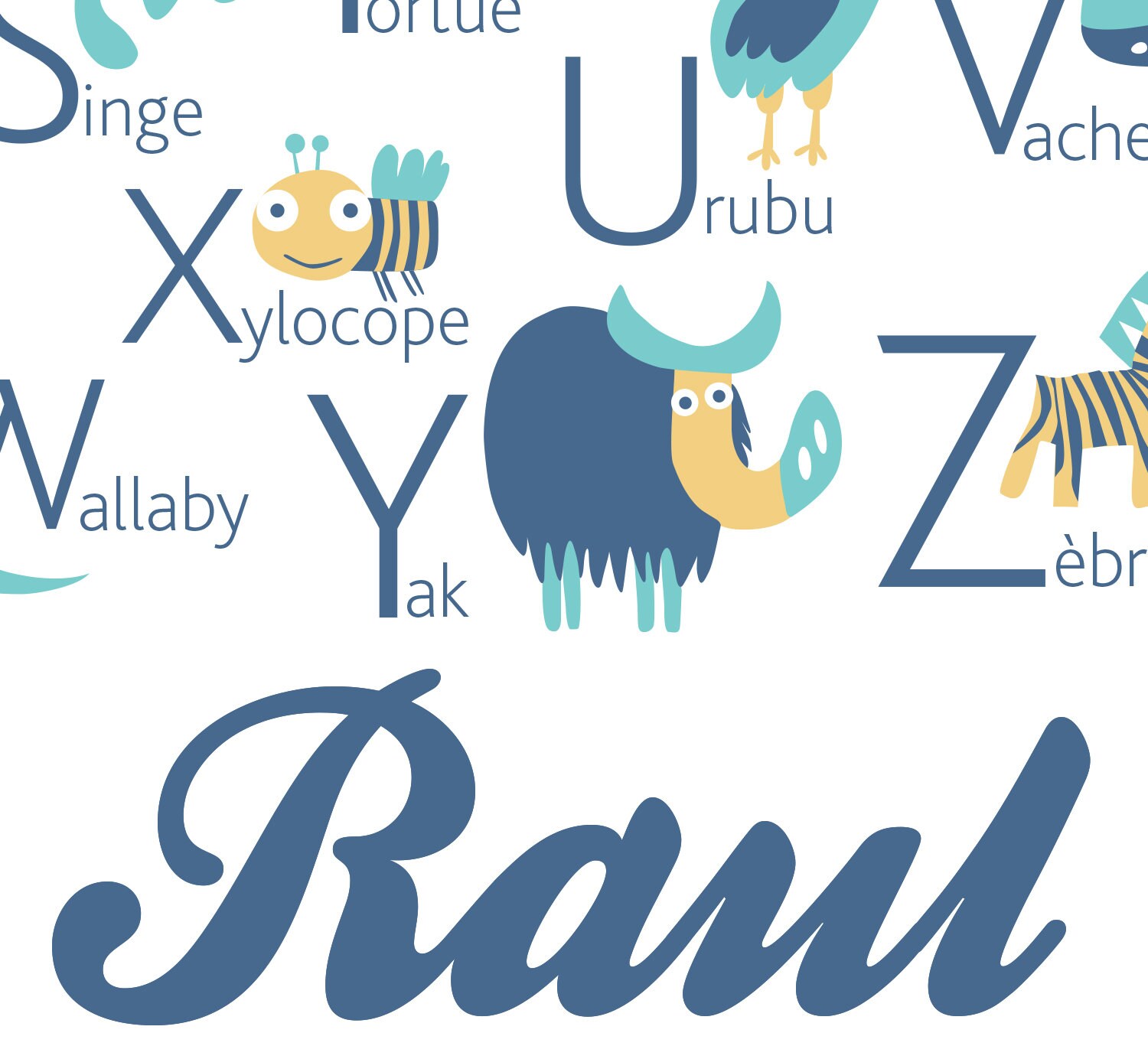Personalized FRENCH Alphabet Poster With Animals From A to Z | Etsy