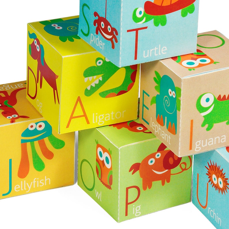 Printable Alphabet Blocks: DIY Animal Paper Toy (PDF) - Etsy