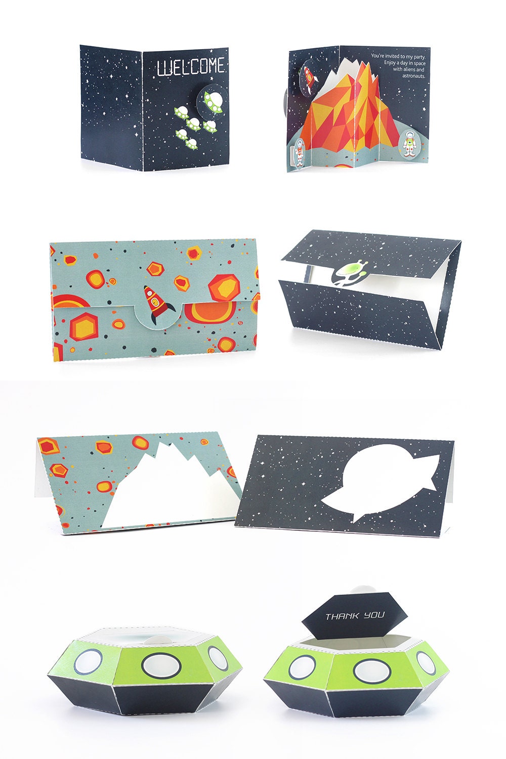 Space Party Printable Party Kit Gift Box Pop-up - Etsy Israel
