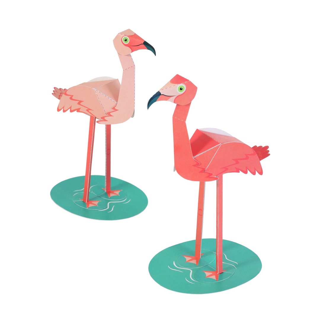 Flamingo Paper Toys - DIY Paper Craft Kit - 3D Paper Animals - Etsy