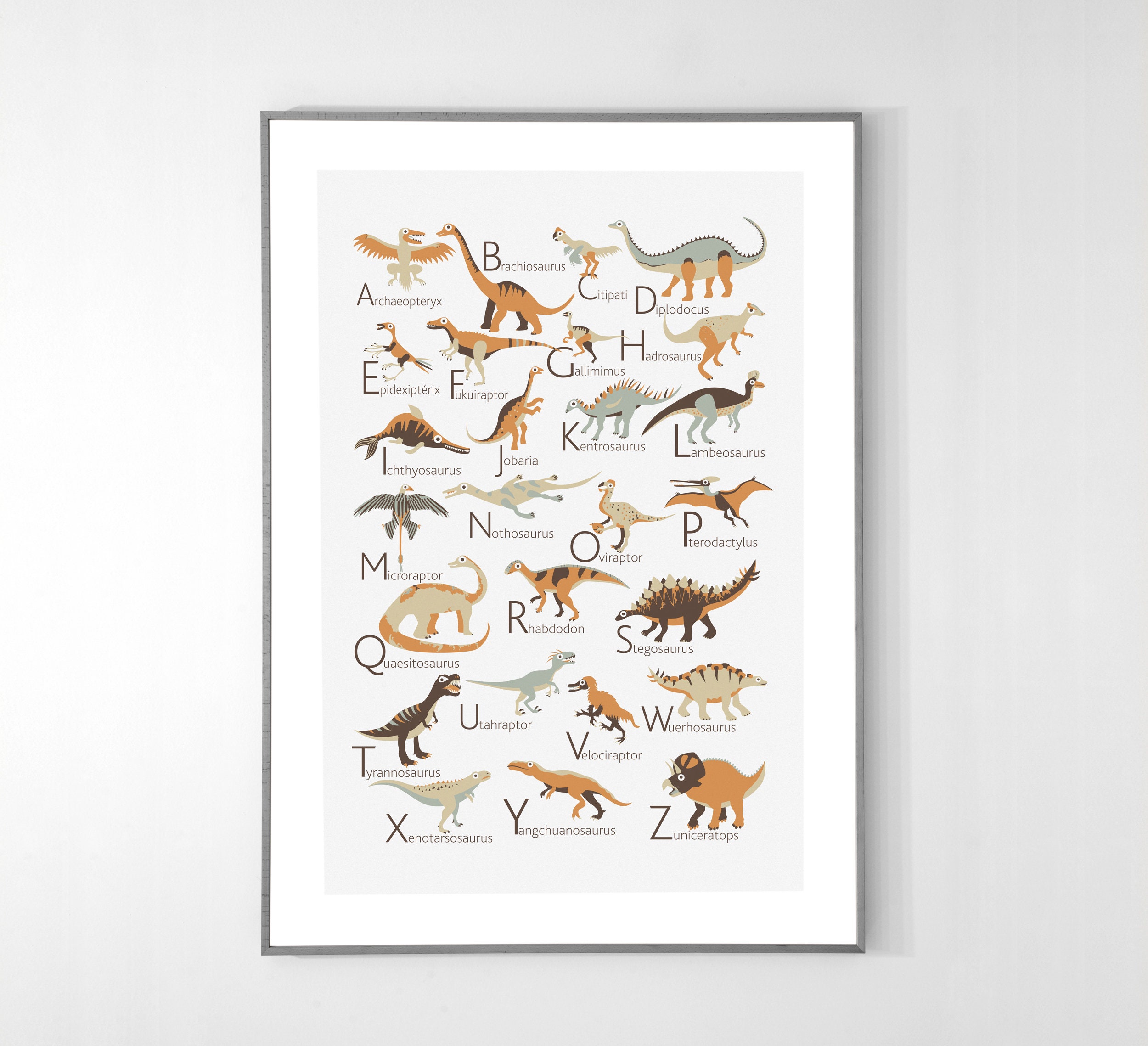 DINOSAURS Alphabet Poster From A to Z, BIG POSTER 13x19 Inches - Etsy