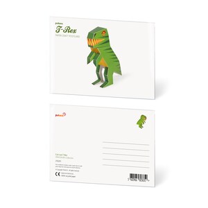 4 DINOSAURS Paper Craft Postcards - T-rex - Diplodocus - Stegosaurus ...