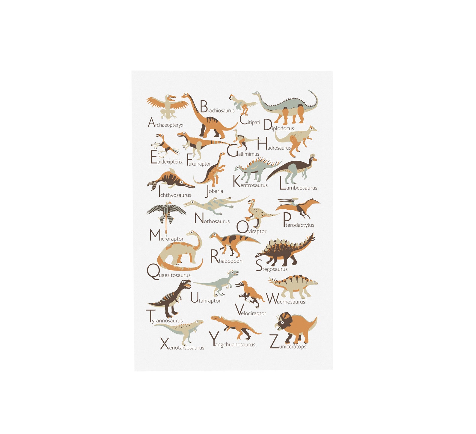 DINOSAURS Alphabet Poster From A to Z, BIG POSTER 13x19 Inches - Etsy