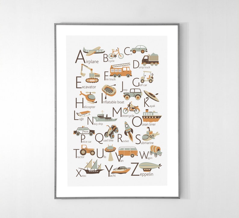 Transports Alphabet Poster From A to Z ENGLISH BIG POSTER - Etsy UK