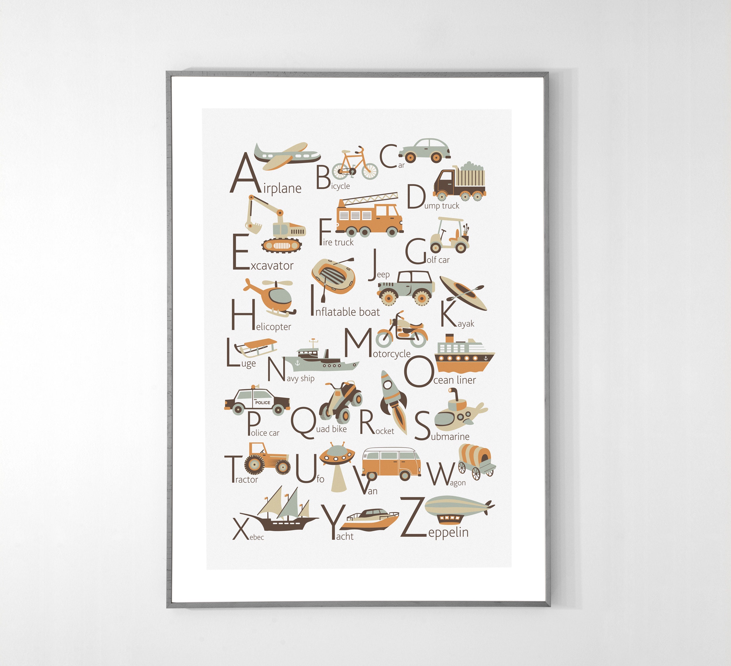 Transports Alphabet Poster From A to Z - ENGLISH - BIG POSTER 13x19 ...