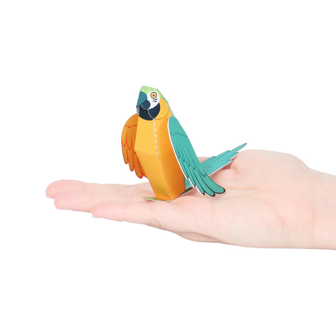 BLUE and YELLOW MACAW Paper Craft Postcard — to Assemble - Etsy