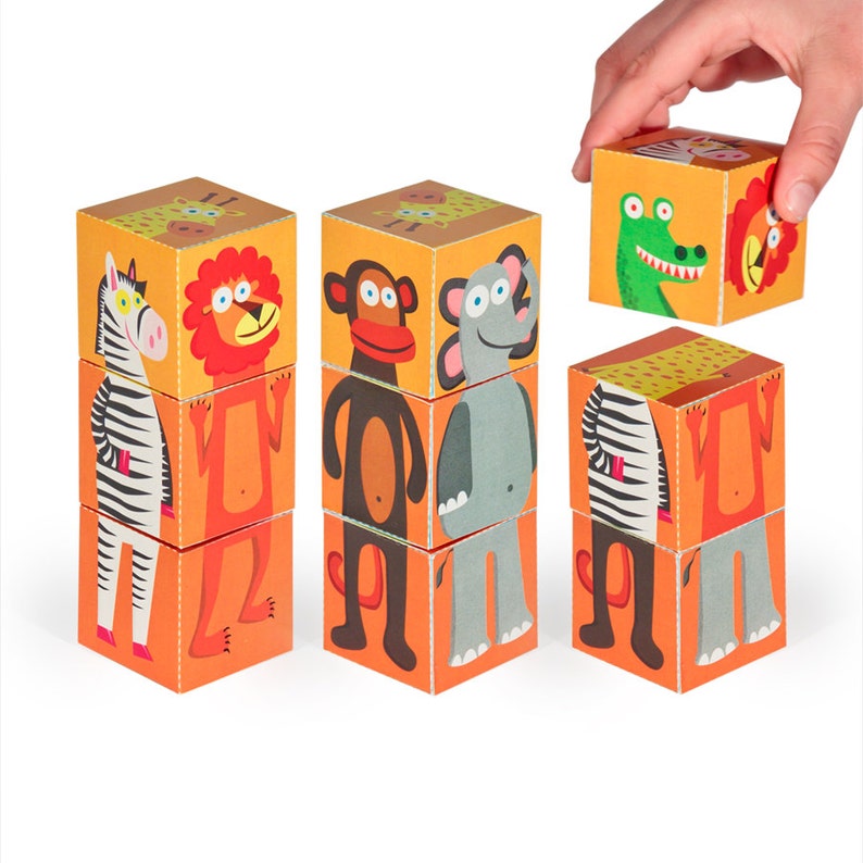 Jungle Animals Blocks PRINTABLE PDF Toy DIY Craft Kit - Etsy