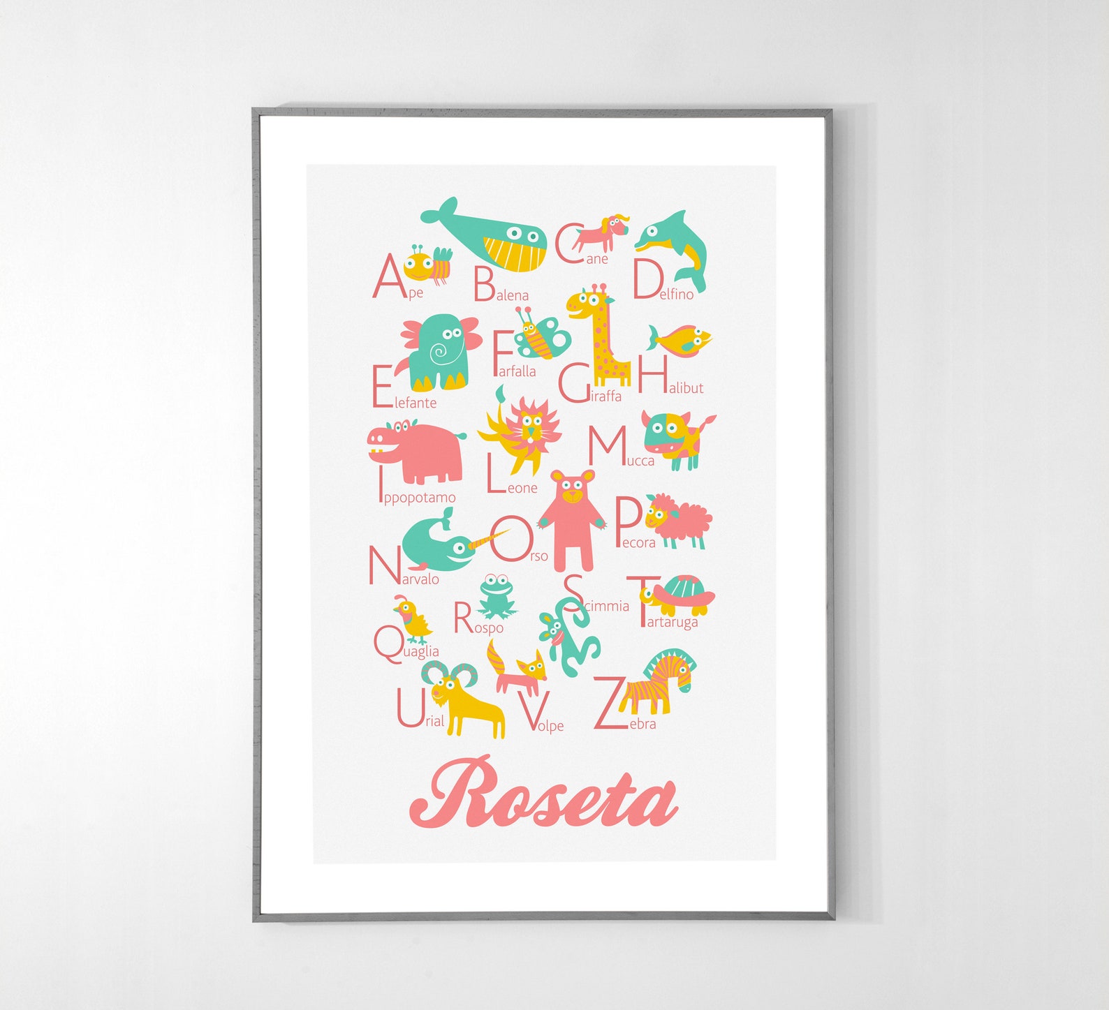 Personalized ITALIAN Alphabet Poster With Animals From A to Z - Etsy