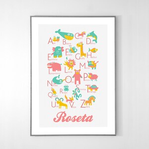 Personalized ITALIAN Alphabet Poster With Animals From A to Z, BIG ...