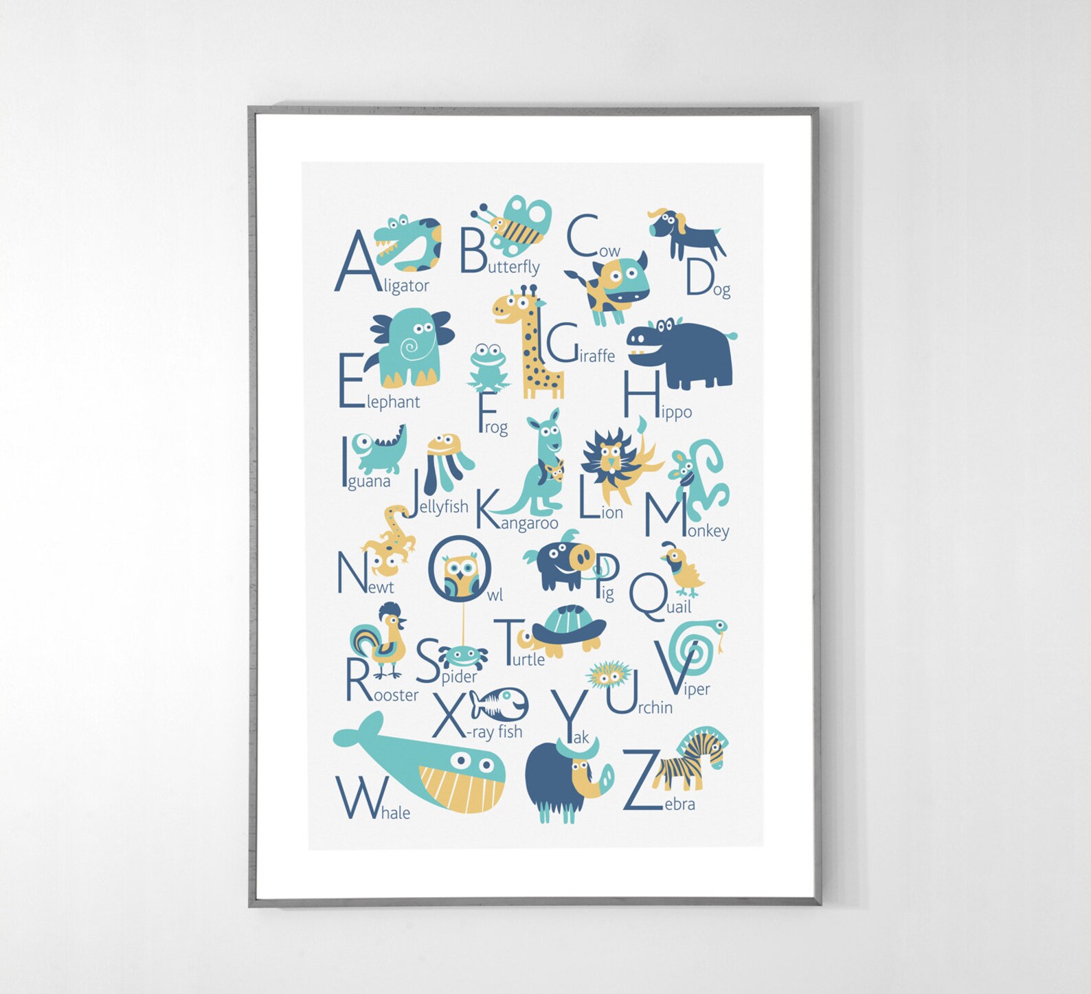 ENGLISH Alphabet Poster With Animals From A to Z, BIG POSTER 13x19 ...