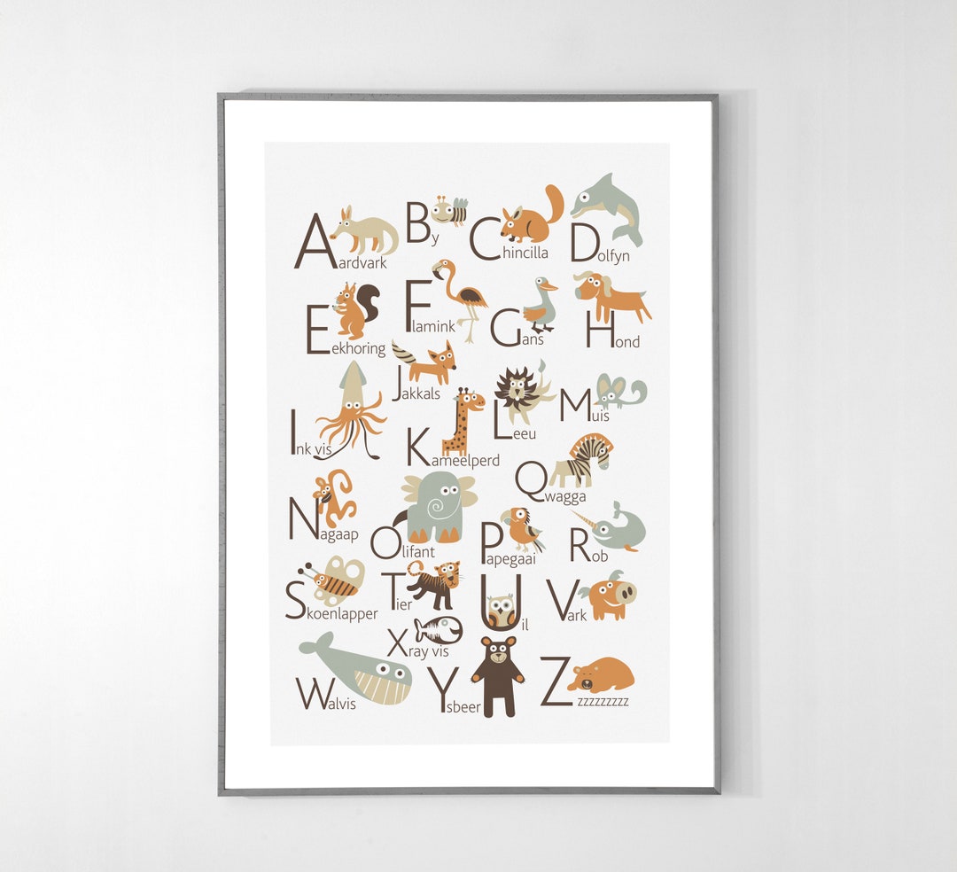 AFRIKAANS Alphabet Poster With Animals From A to Z, BIG POSTER 13x19 ...