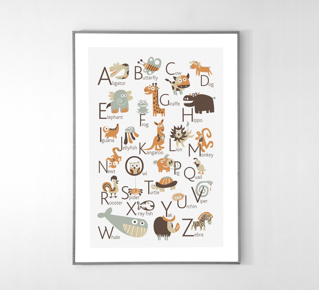 ENGLISH Alphabet Poster With Animals From A to Z, BIG POSTER 13x19 ...