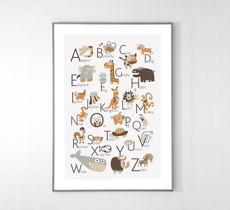 ENGLISH Alphabet Poster With Animals From A to Z BIG POSTER - Etsy Canada