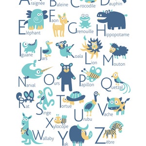 Personalized FRENCH Alphabet Poster With Animals From A to Z, BIG ...