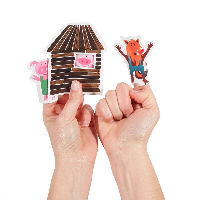 Three Little Pigs Paper Finger Puppets DIY Craft Kit Paper - Etsy