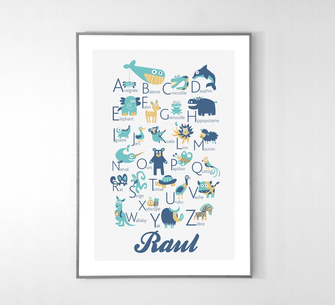 Personalized FRENCH Alphabet Poster With Animals From A to Z, BIG ...