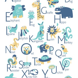 ENGLISH Alphabet Poster With Animals From A to Z, BIG POSTER 13x19 ...
