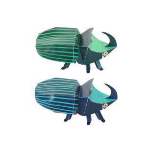 Rhinoceros Beetles Paper Toys - DIY Paper Craft Kit - 3D Paper Animals ...