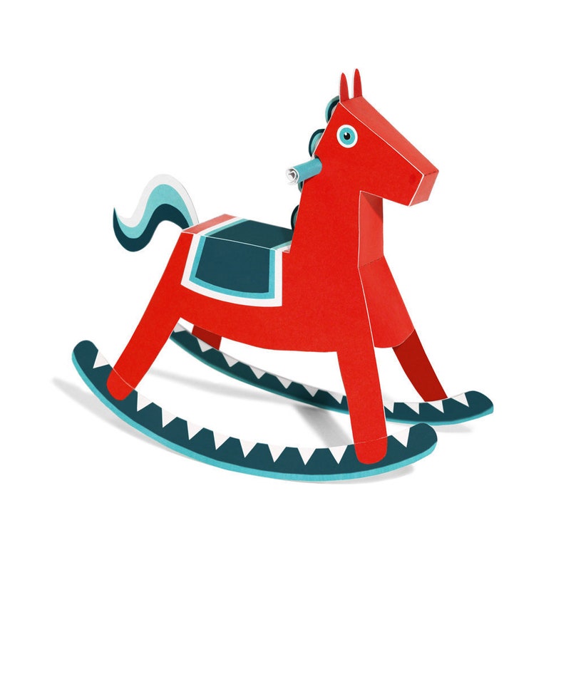 Rocking Horse Paper Toy DIY Paper Craft Kit Holiday Toy - Etsy