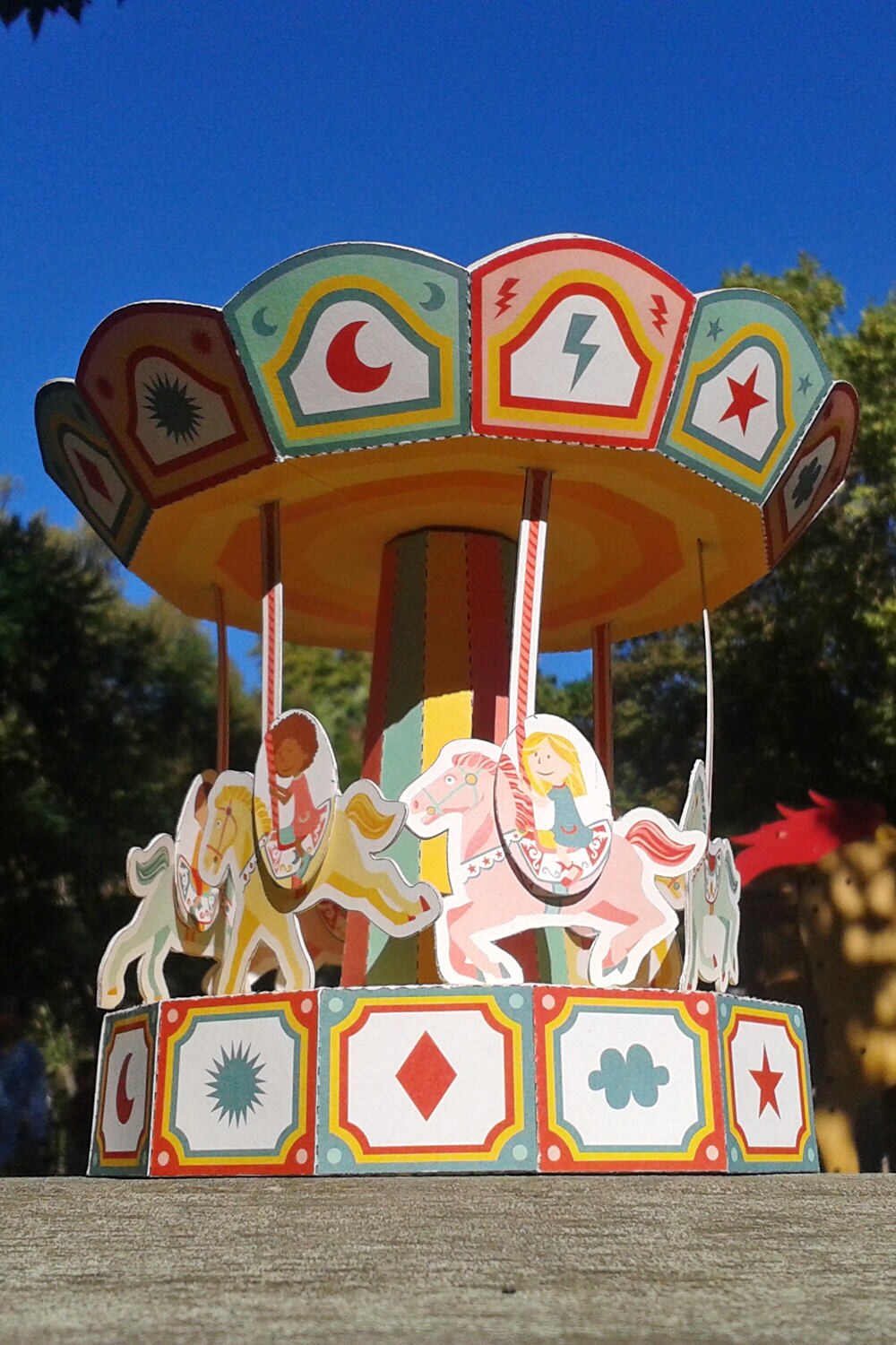 Carousel Paper Toy Movable Paper Toy DIY Paper Craft Kit | Etsy Israel