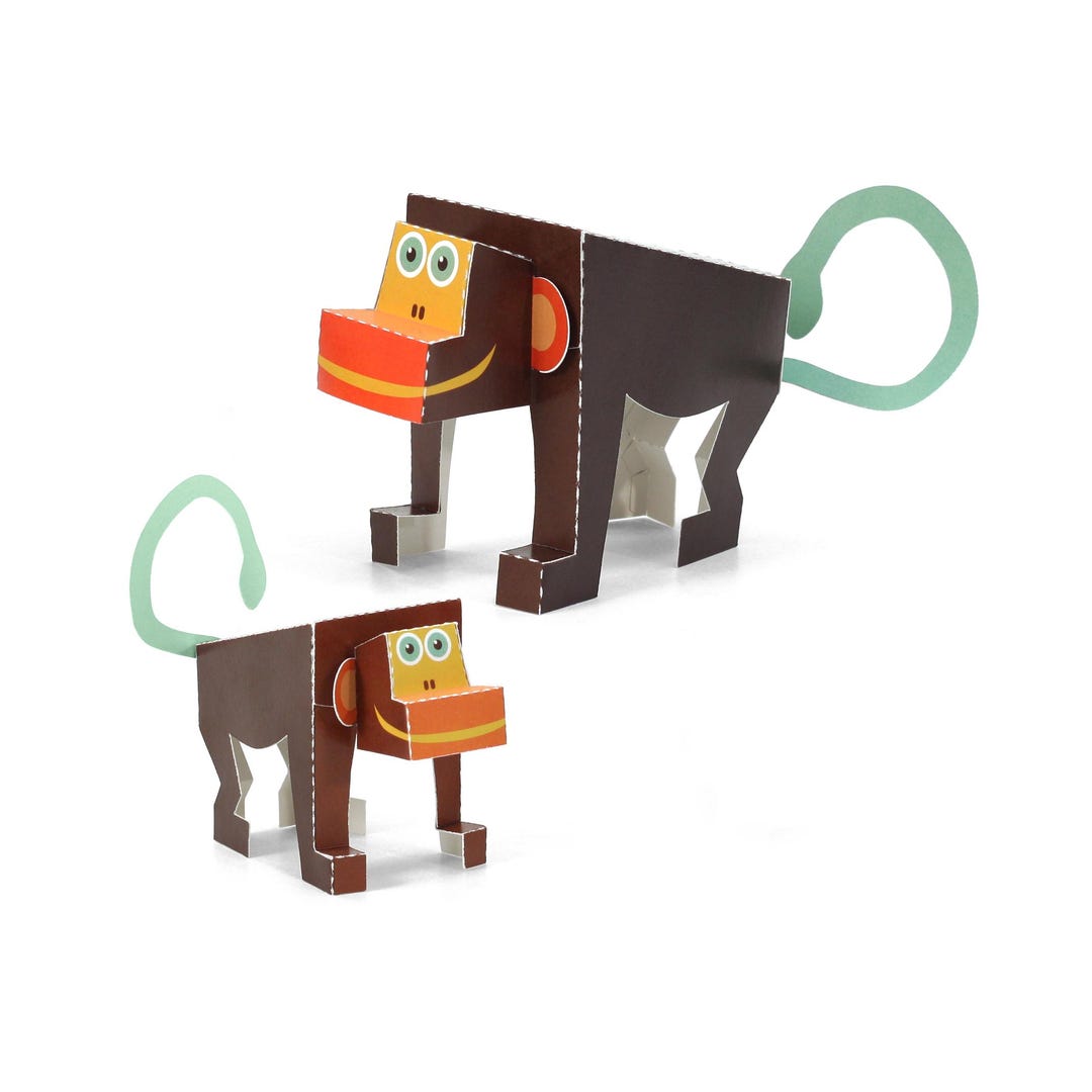 Maxi Monkey Paper Toys - DIY Paper Craft Kit - 3D Paper Animals - Kids ...