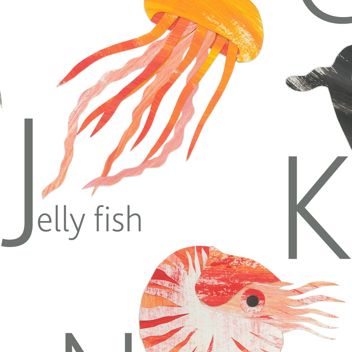 MARINE ANIMALS English Alphabet Poster With Animals From A to | Etsy
