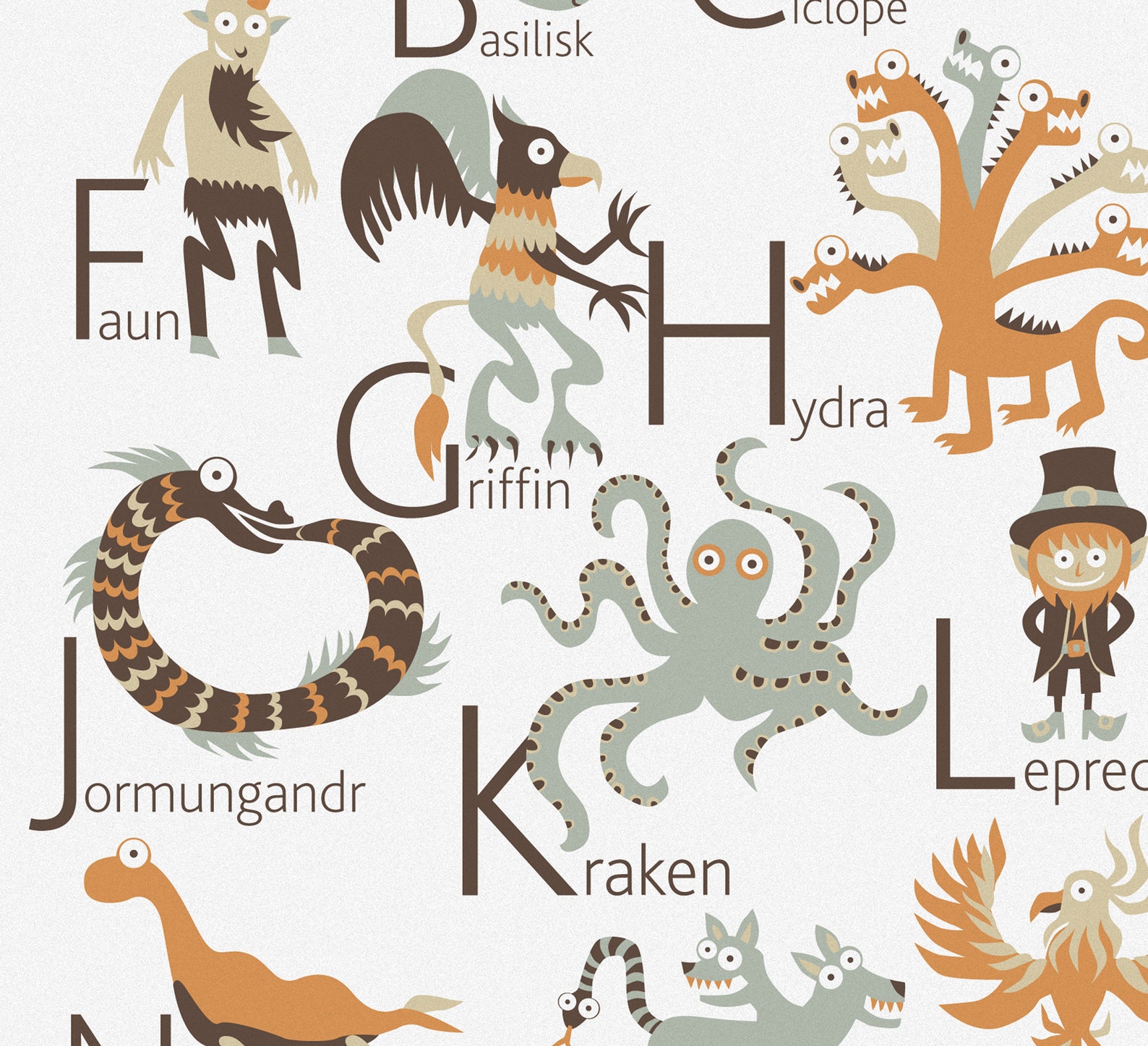 Personalized Monsters Alphabet Poster ENGLISH A to Z BIG | Etsy