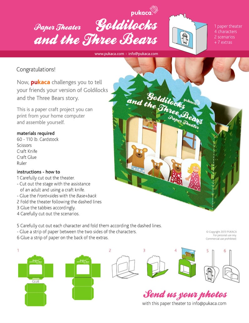 Goldilocks and the Three Bears Paper Theater – DIY Craft Kit (printable ...