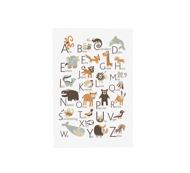 GERMAN Alphabet Poster With Animals From A to Z, BIG POSTER 13x19 ...