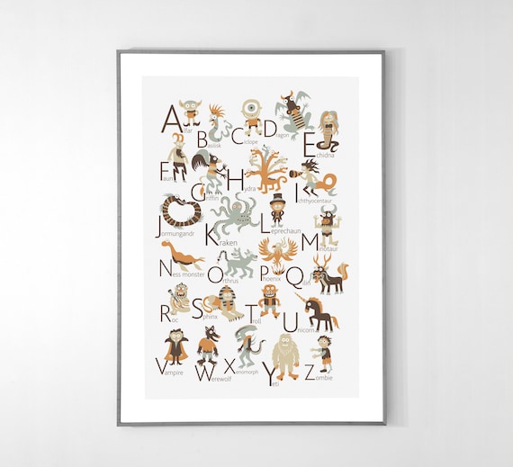 Monsters Alphabet Poster ENGLISH A to Z BIG POSTER 13x19 | Etsy Canada