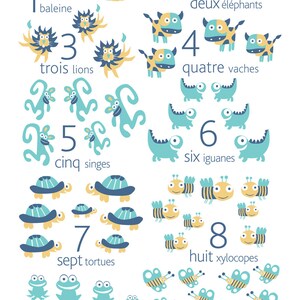 FRENCH Numbers Poster With Animals From 1 to 10 - BIG POSTER 13x19 ...